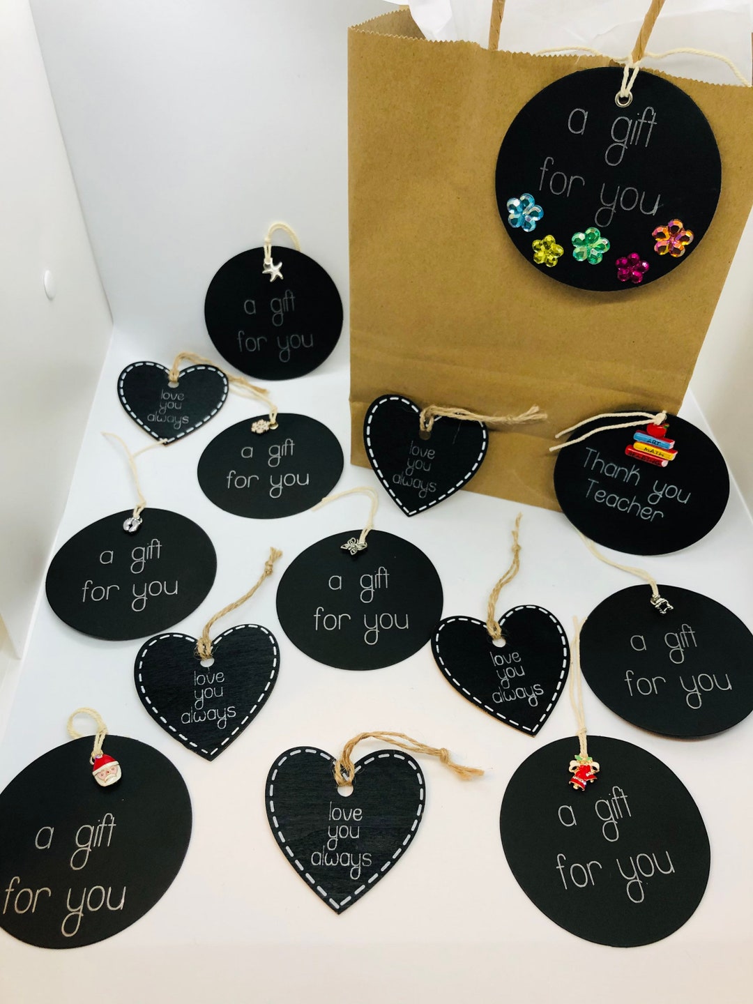 Charm Gift Tag - Wooden Heart, Teacher, Snowflake - Etsy