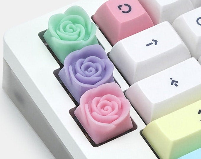 Rose Pastel Flower Artisan Keycap Cherry MX Mechanical Gaming Keyboards ...