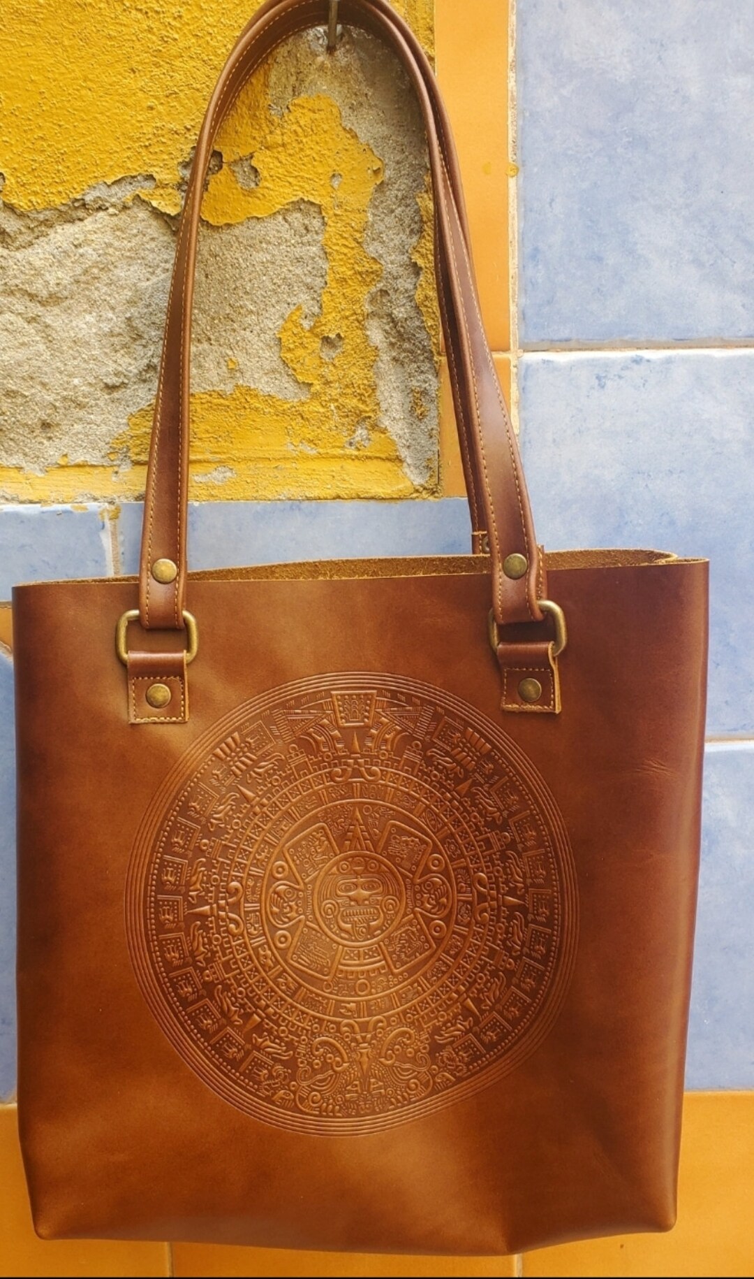 Aztec Calendar, Calendaring Azteca 100% Leather/piel Bo Ho Tooled ...