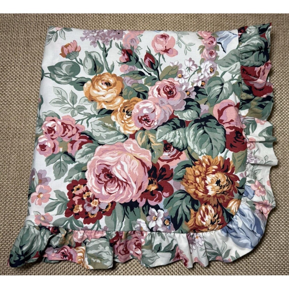 Ralph Lauren Allison Sham Set EURO Floral Ruffle Pair Roses 2 ...