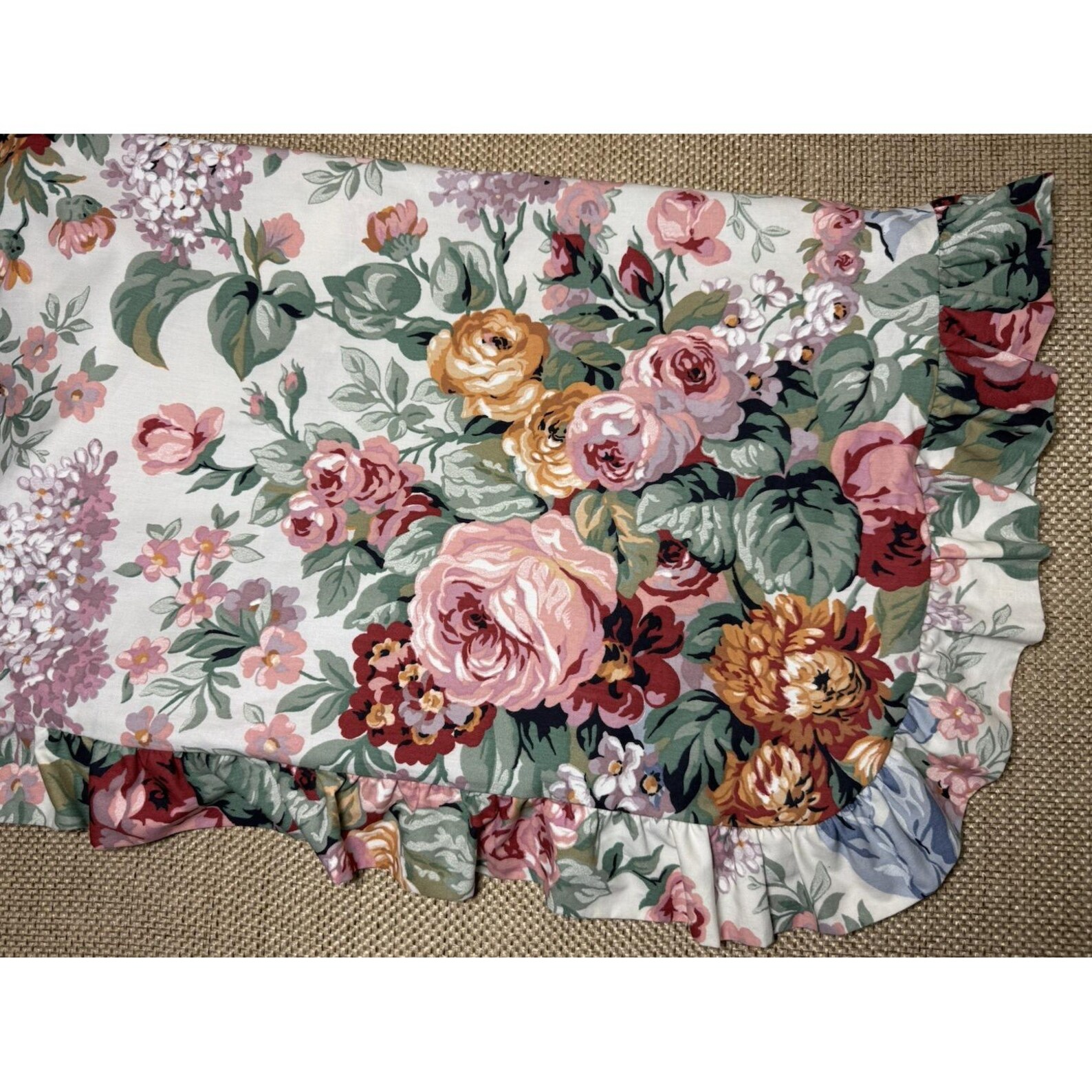 Ralph Lauren Allison Sham Set EURO Floral Ruffle Pair Roses 2 ...