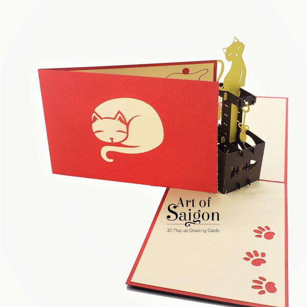 Cat Pop up Card - Etsy