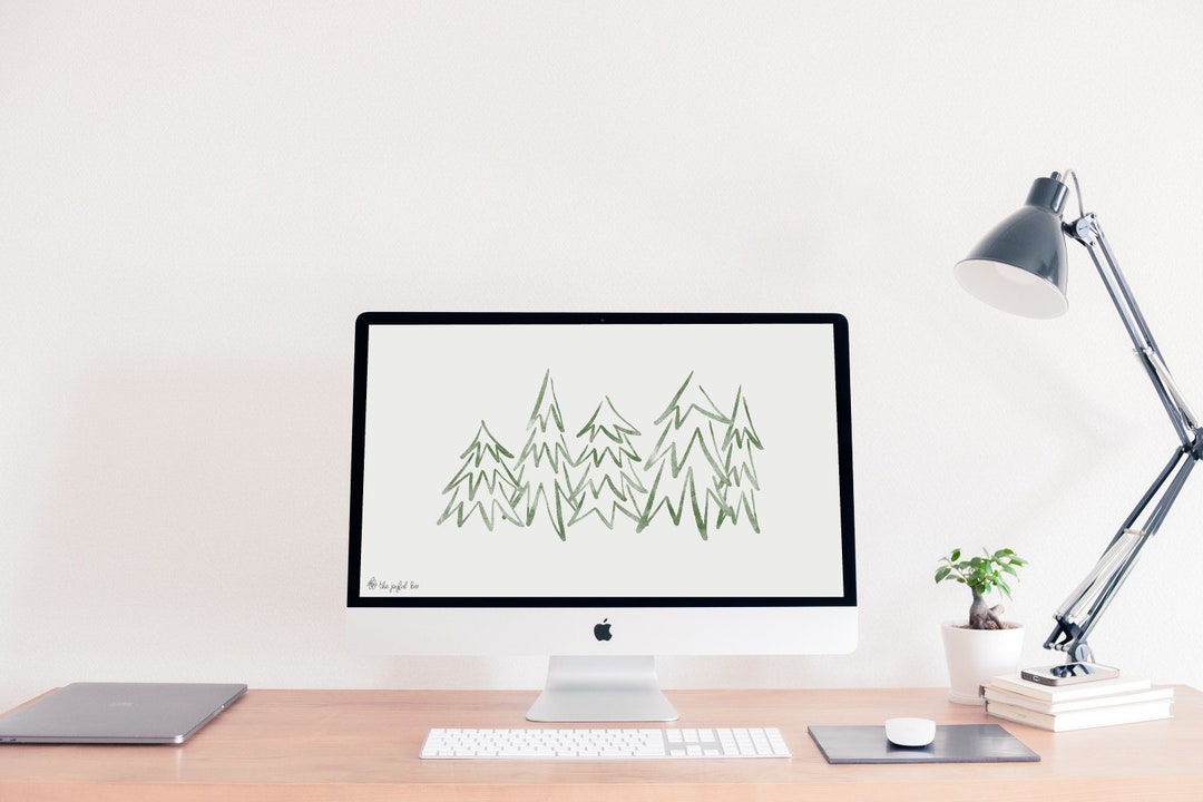 Pine Tree Desktop Wallpaper, Winter Computer Background, Pine Tree ...