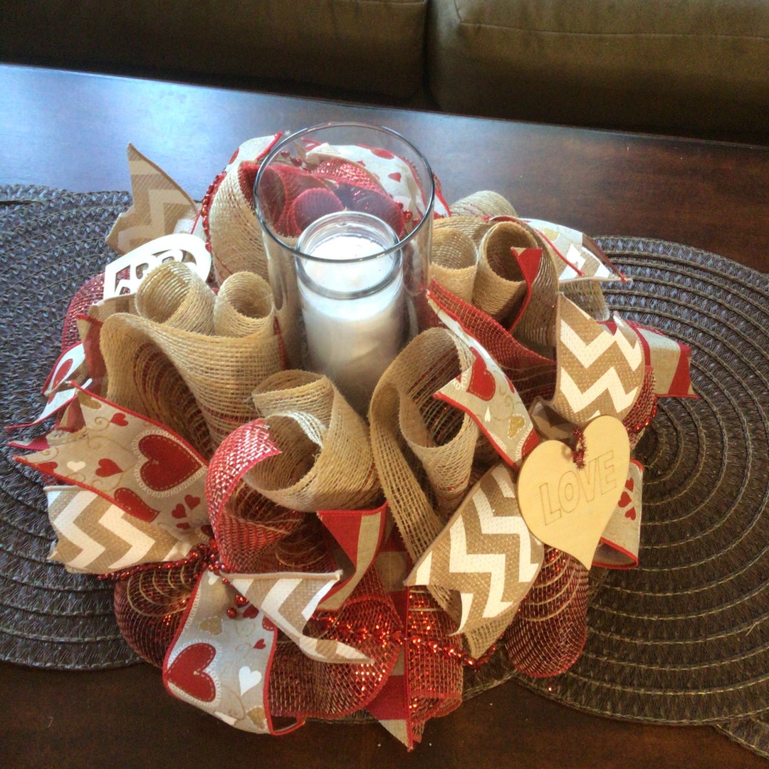 Portavelas de San Valentín / Centro de mesa de San Valentín ...