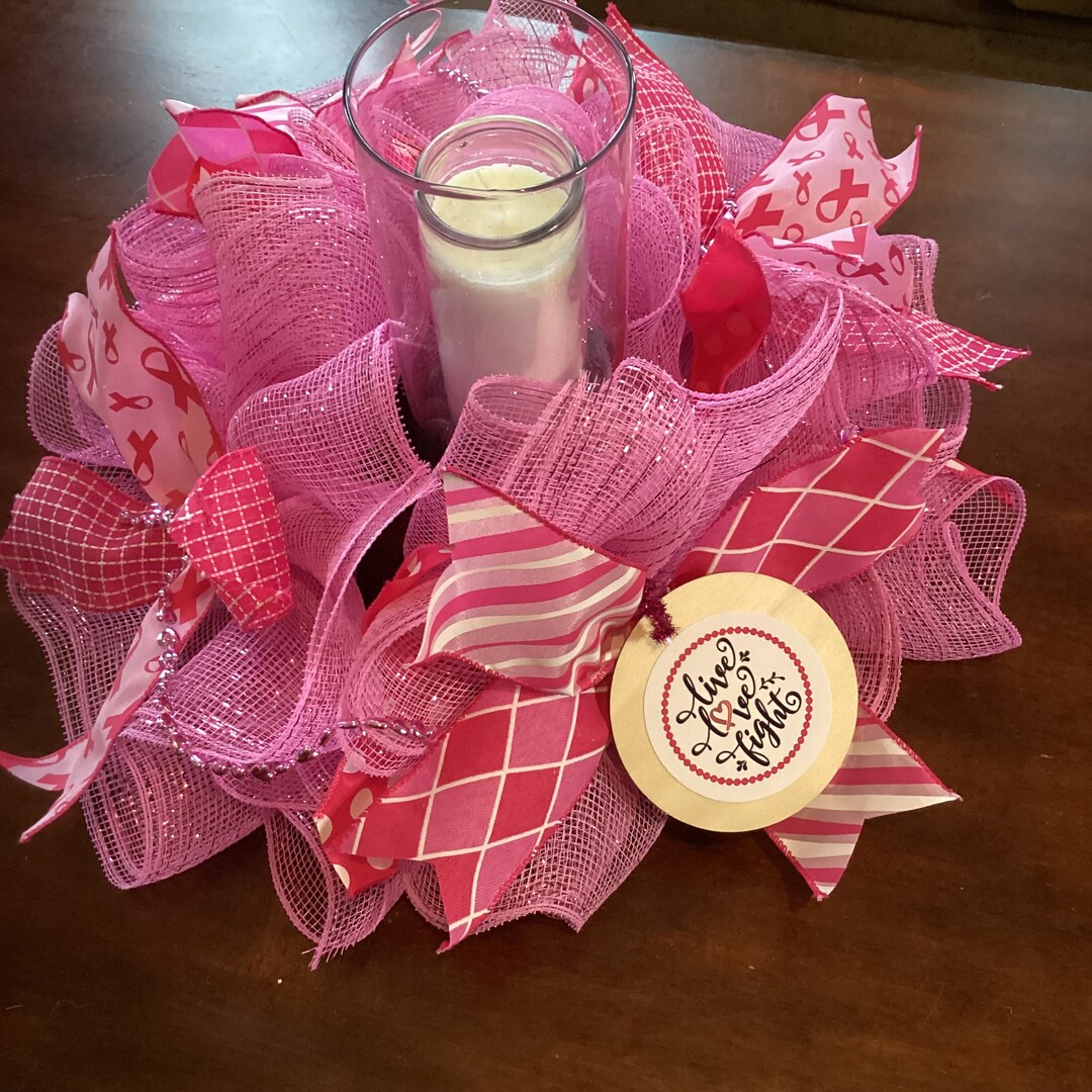 Breast Cancer Ribbon Candle Holder, Breast Cancer Ribbon Centerpiece ...