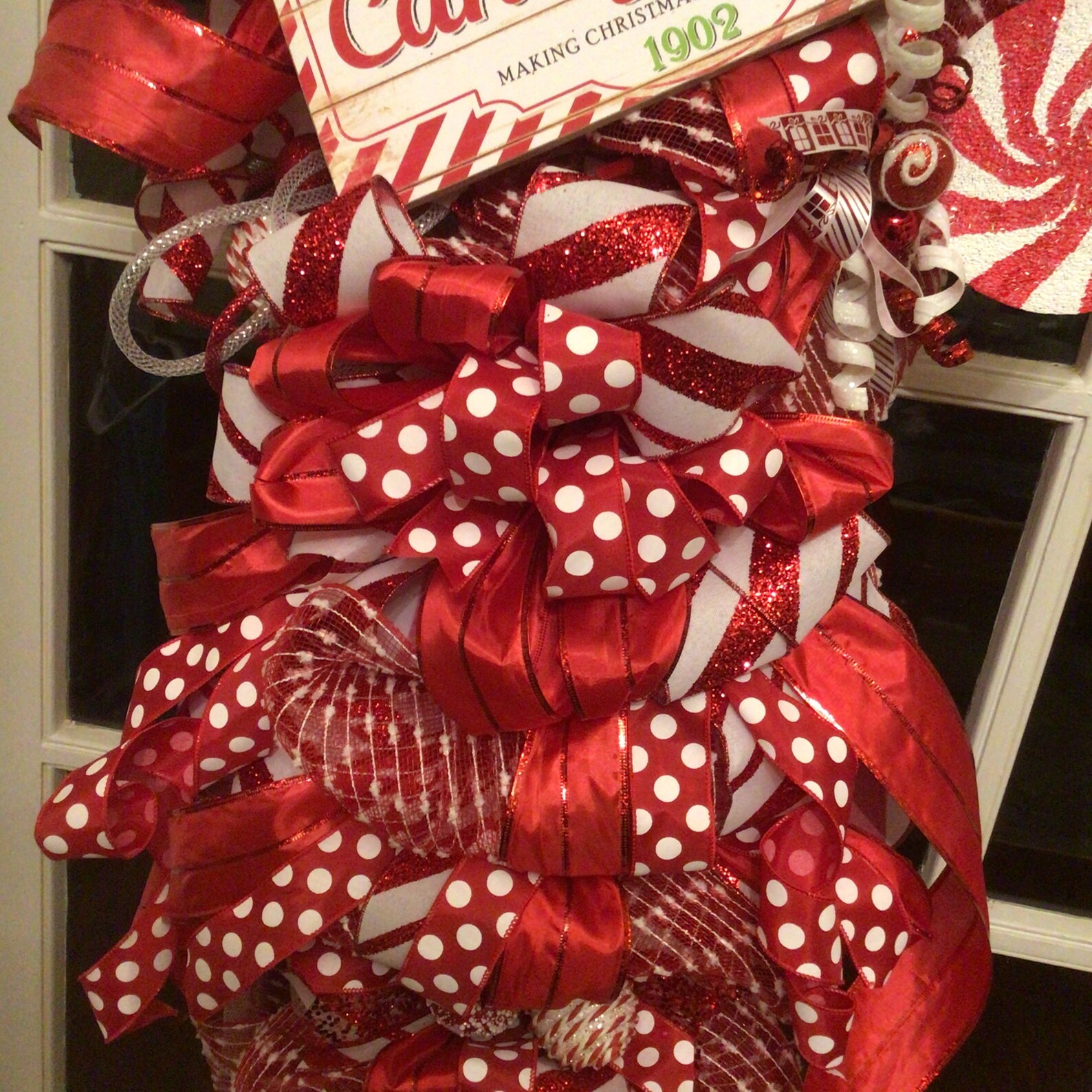 Candy Cane Door Decor, Candy Cane Swag, Candy Cane Wreath, Holiday ...