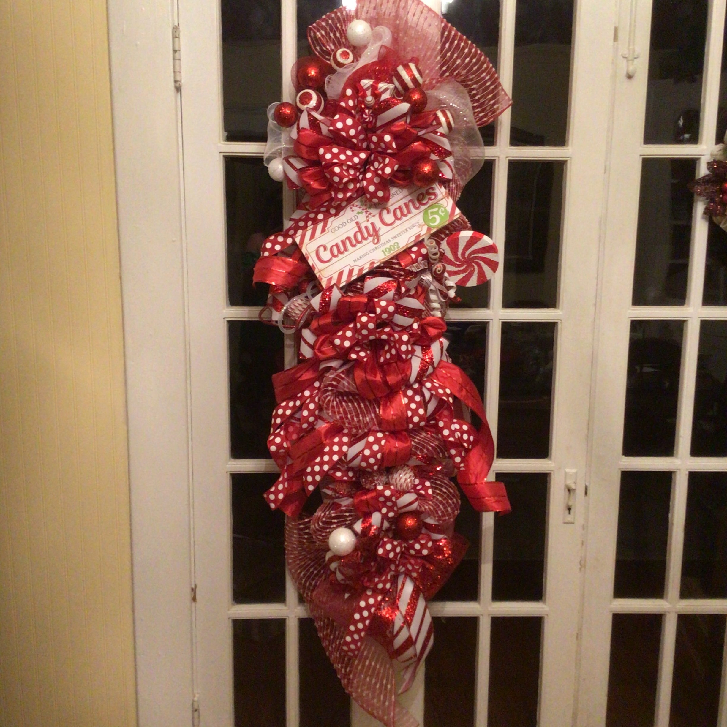 Candy Cane Door Decor, Candy Cane Swag, Candy Cane Wreath, Holiday ...