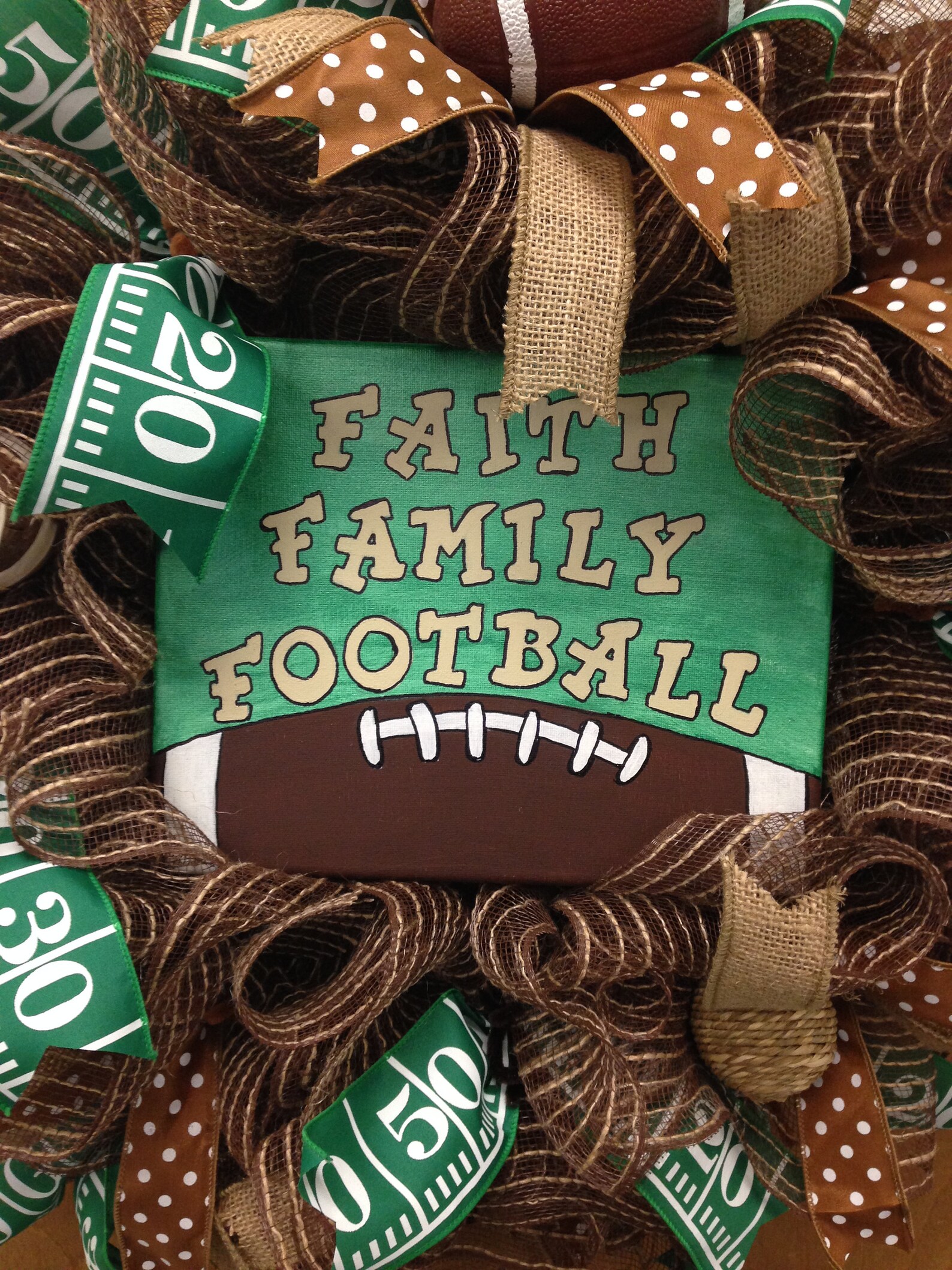 Football Wreath Football Wreaths Brown and Green Wreath - Etsy