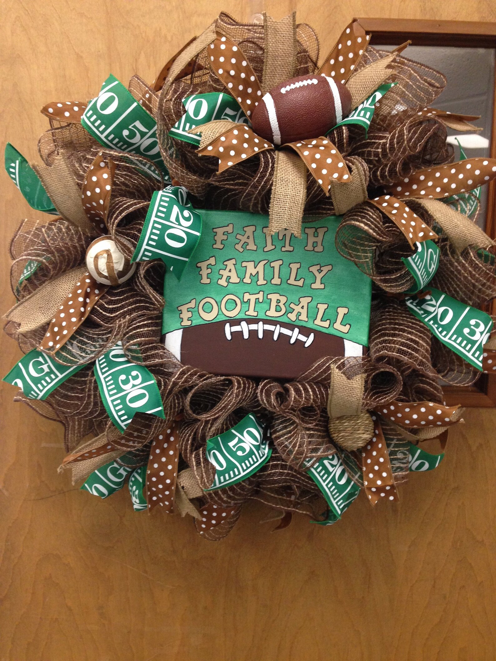 Football Wreath Football Wreaths Brown and Green Wreath - Etsy