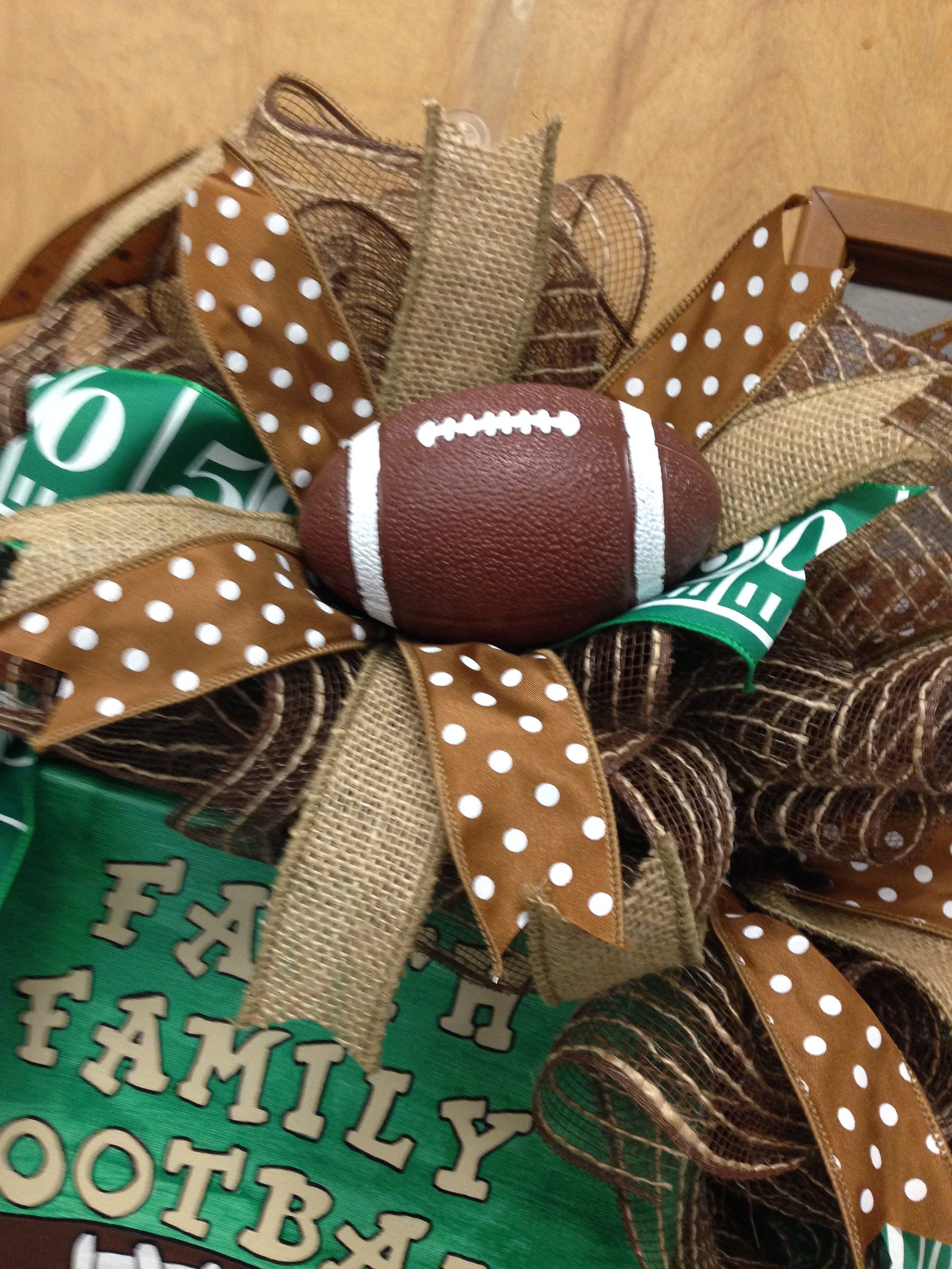 Football Wreath Football Wreaths Brown and Green Wreath - Etsy