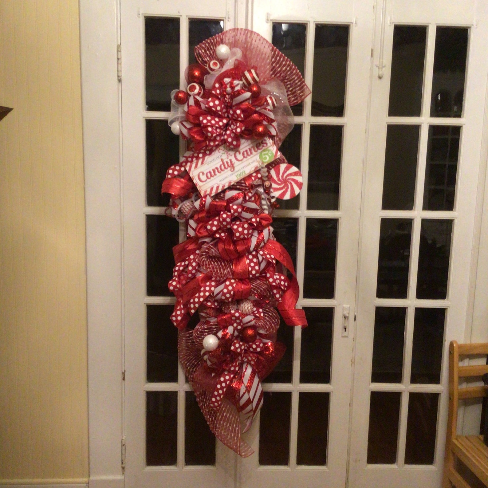 Candy Cane Door Decor Candy Cane Swag Candy Cane Wreath Etsy