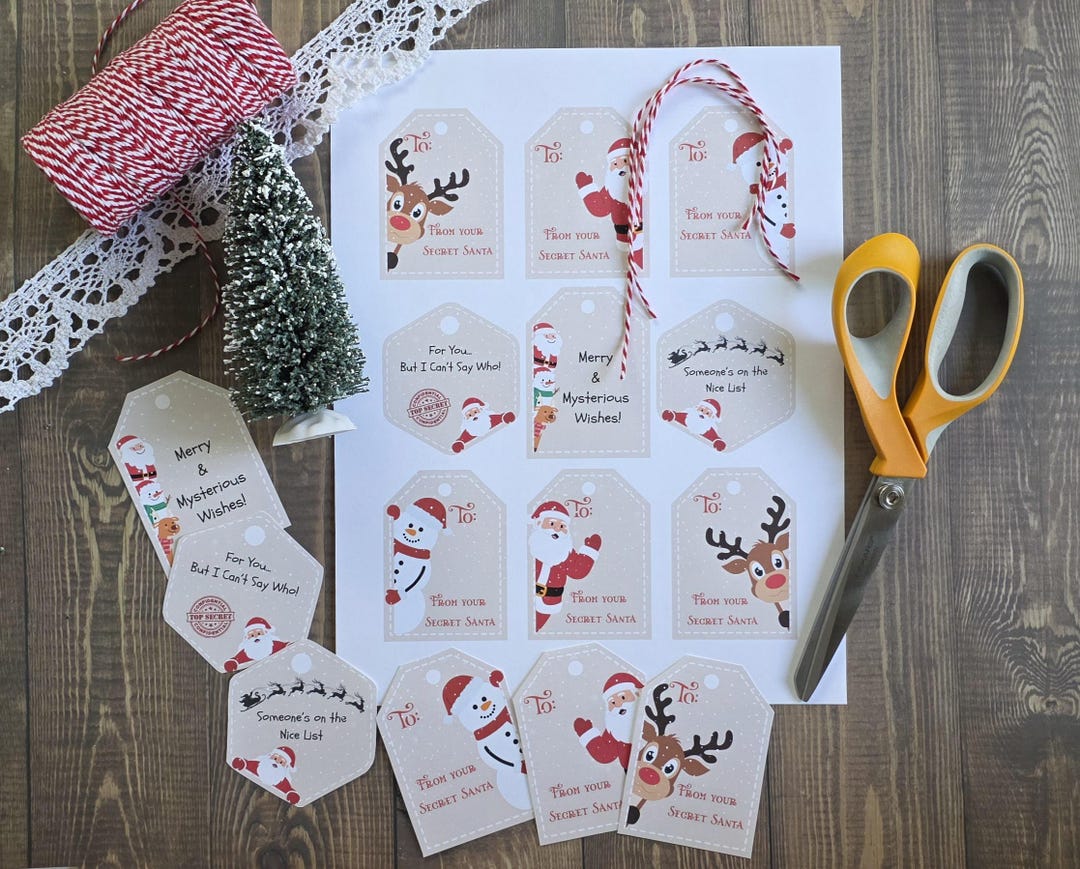 Printable Christmas Secret Santa Tags Instant Download Gift Exchange ...