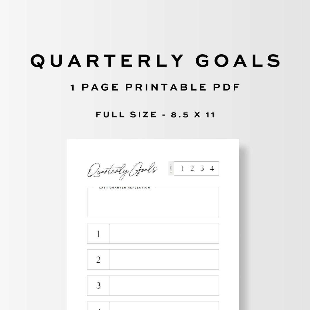 Aesthetic Quarterly Goal Planner | Goal Tracker | Printable ...