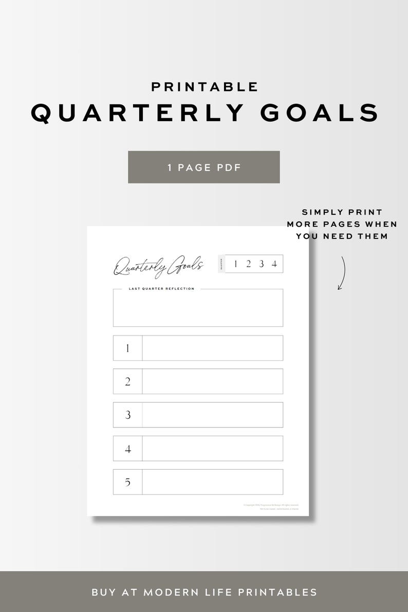 Aesthetic Quarterly Goal Planner | Goal Tracker | Printable ...