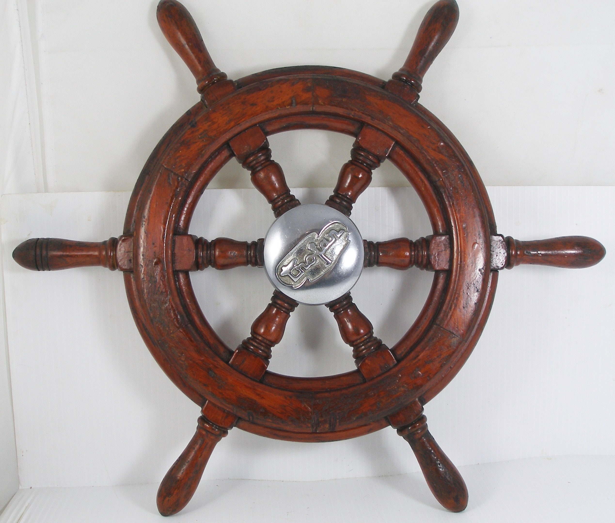 Antique Trojan Helm Wheel Ship Wheel 19.5" Mahogany, Sea Breeze ...
