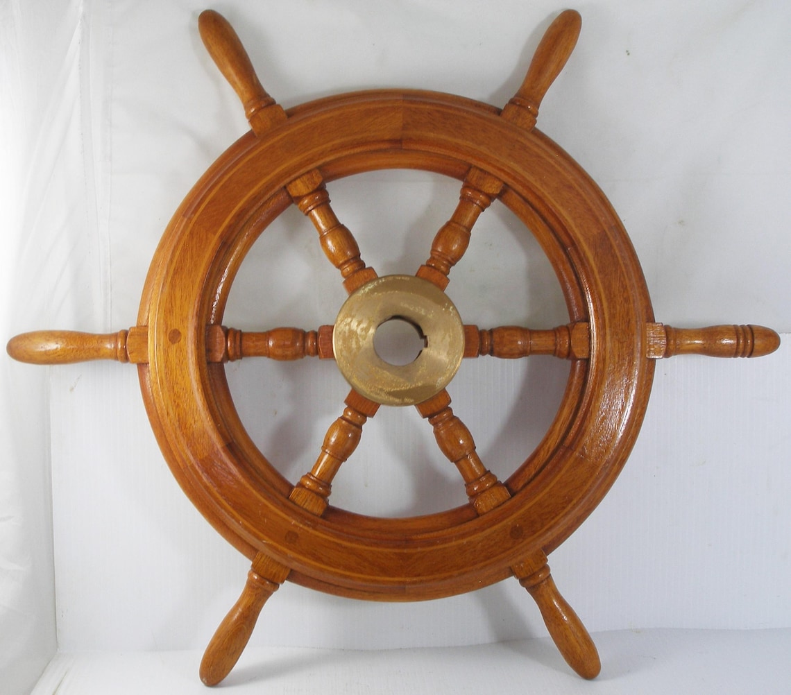 New 24"teak Ship Wheel, Was a Display Wheel at a Marina in Port St ...
