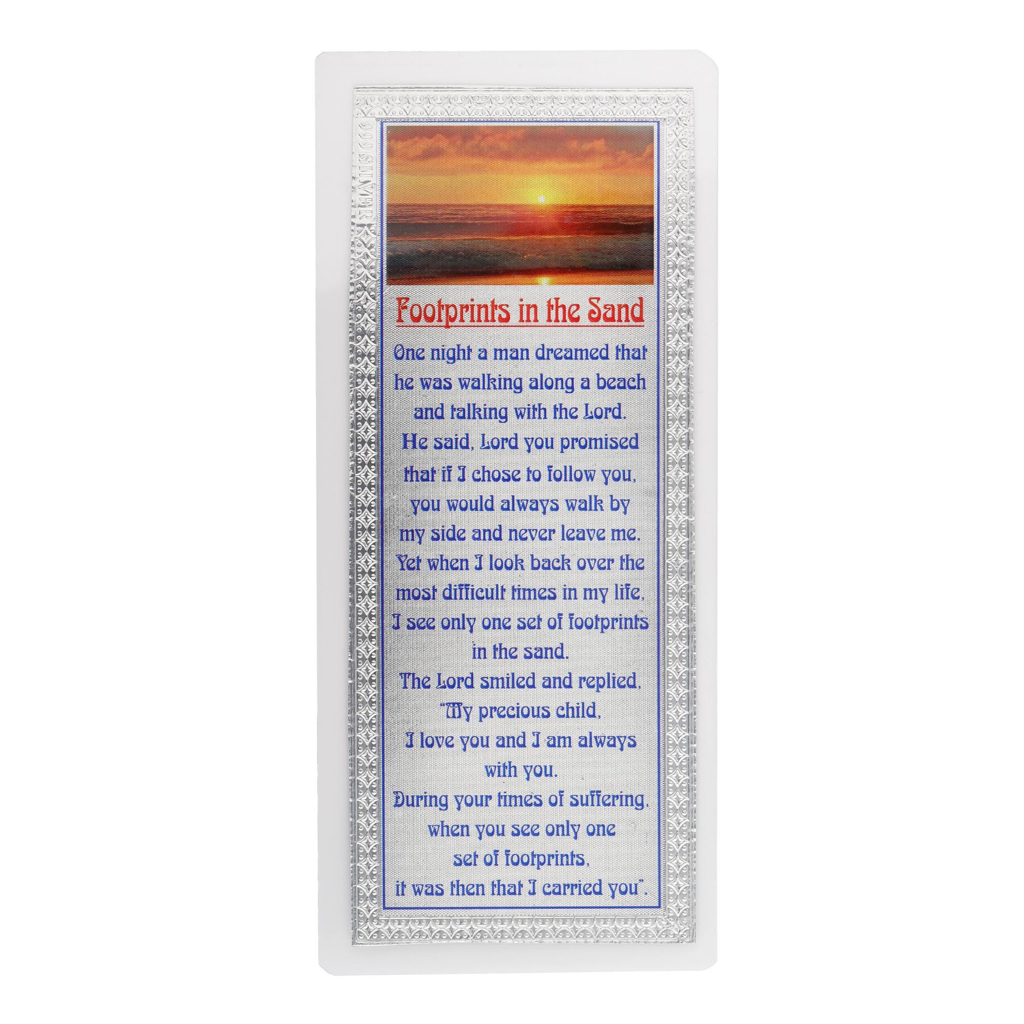 Footprints in the Sand Prayer Card / Bookmark With Pure Silver Edges - Etsy