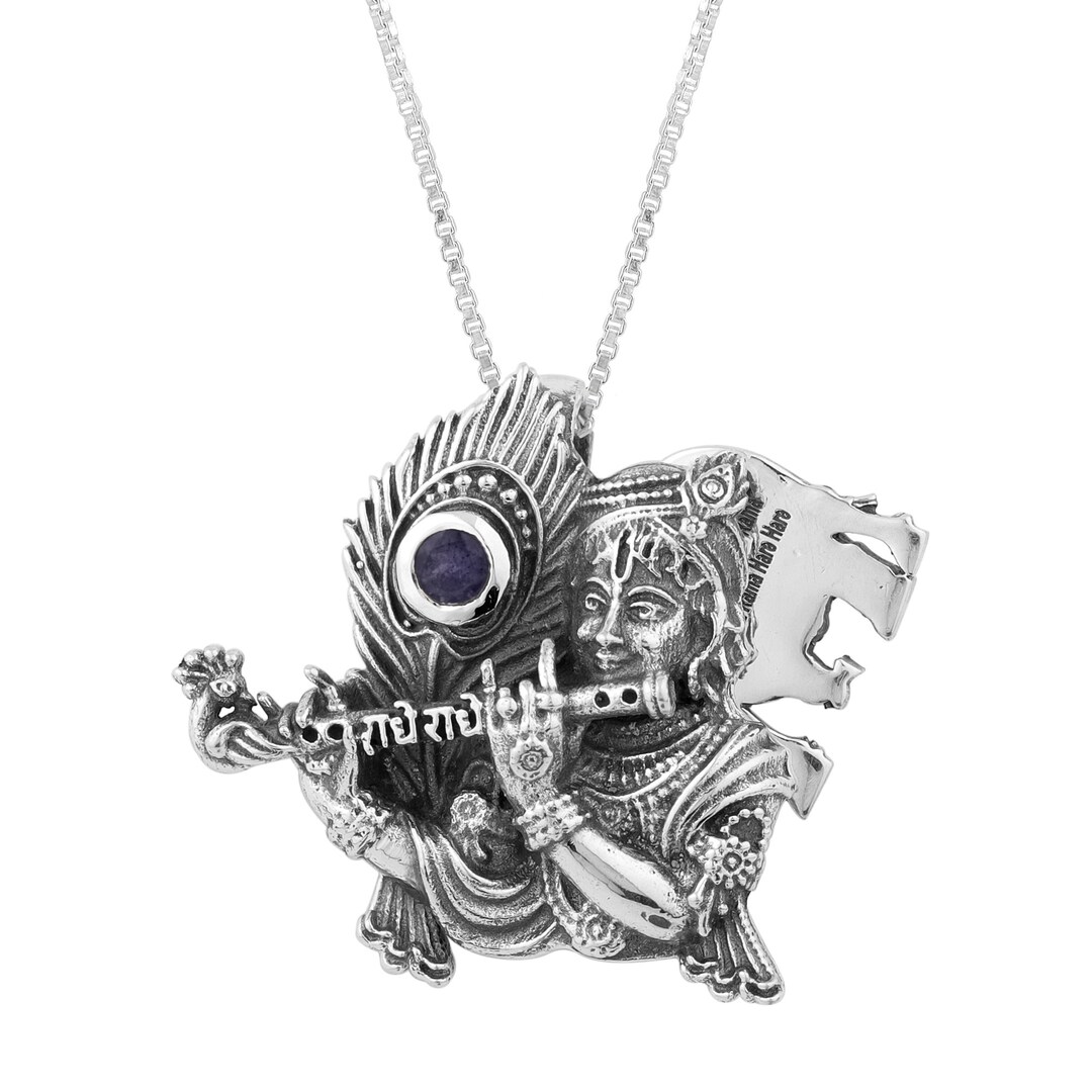 Krishna With Cows and Engraved Mantra - Etsy
