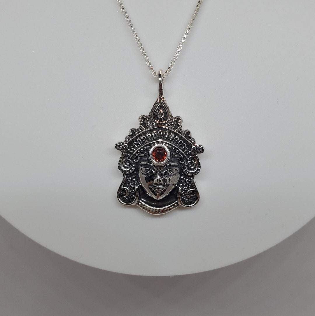 Goddess Durga Pendant With Garnet - Etsy