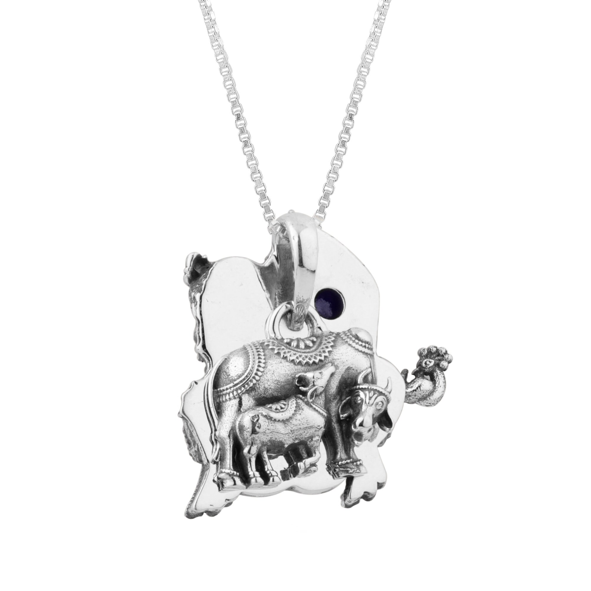 Krishna With Cows and Engraved Mantra - Etsy