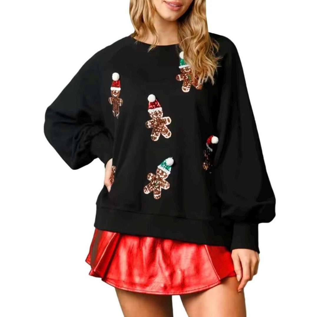 Christmas Gingerbread Sweatshirt, Christmas Party Glitter Sparkle ...