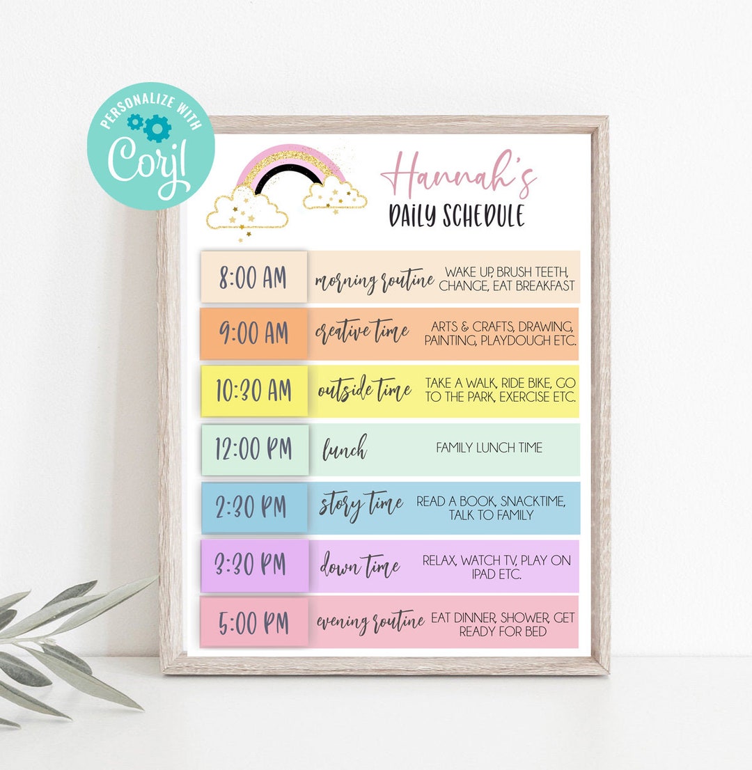 EDITABLE Home School Schedule, Daily Planner for Kids, Editable Daily ...