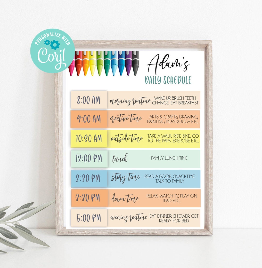 EDITABLE Home School Schedule, Daily Planner for Kids, Editable Daily ...