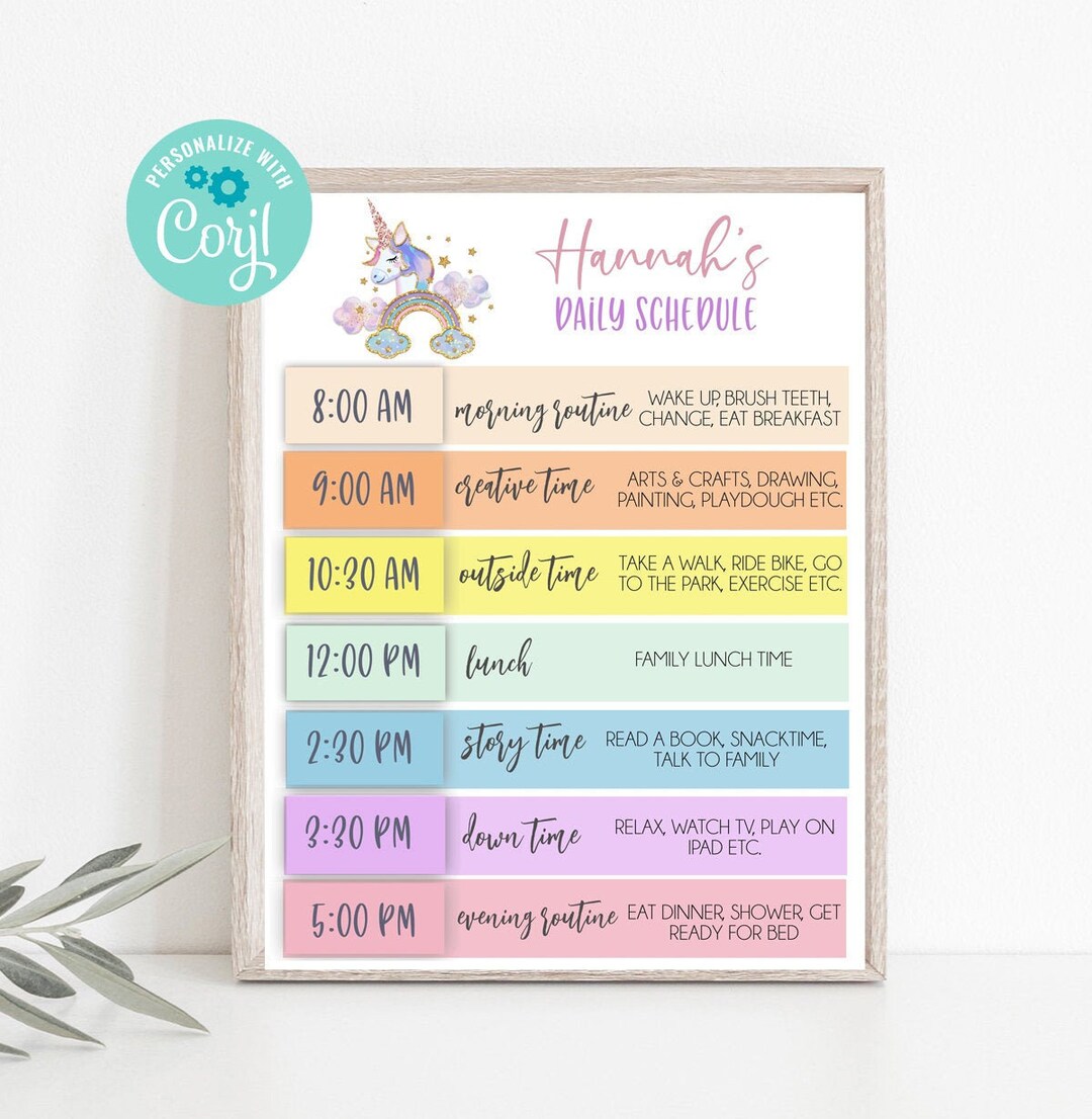 EDITABLE Home School Schedule, Daily Planner for Kids, Editable Daily ...