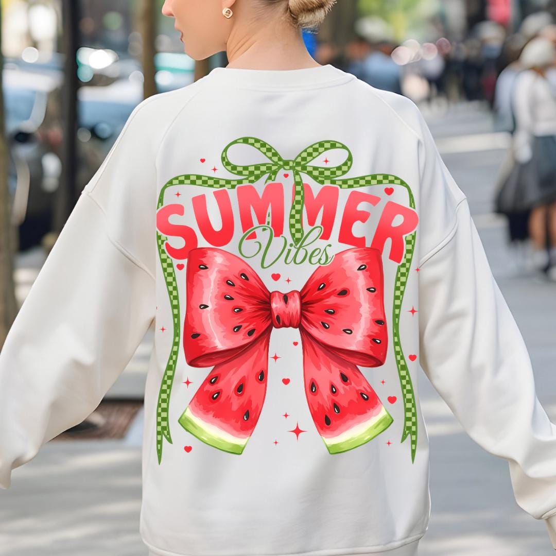 Retro Summer Vibes PNG, Preppy Summer Png, Watermelon Bow PNG ...