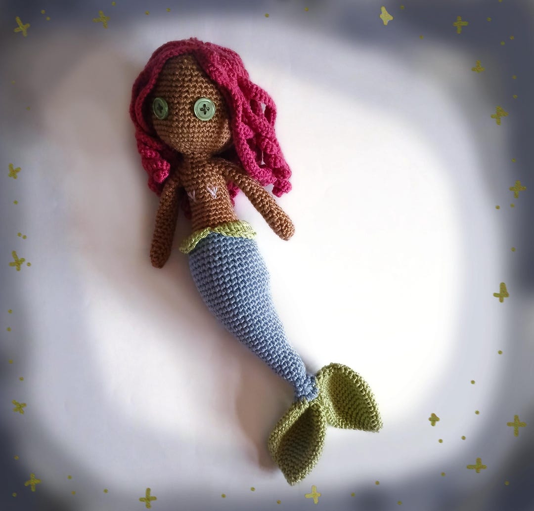 Amigurumi Gothic Crochet Mermaid Doll, Handmade Crochet Doll ...