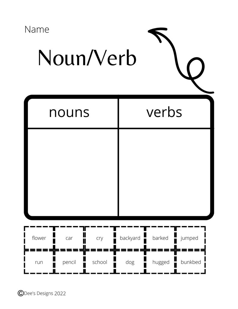 Nouns & Verbs/preschool/digital Download/instant Download - Etsy