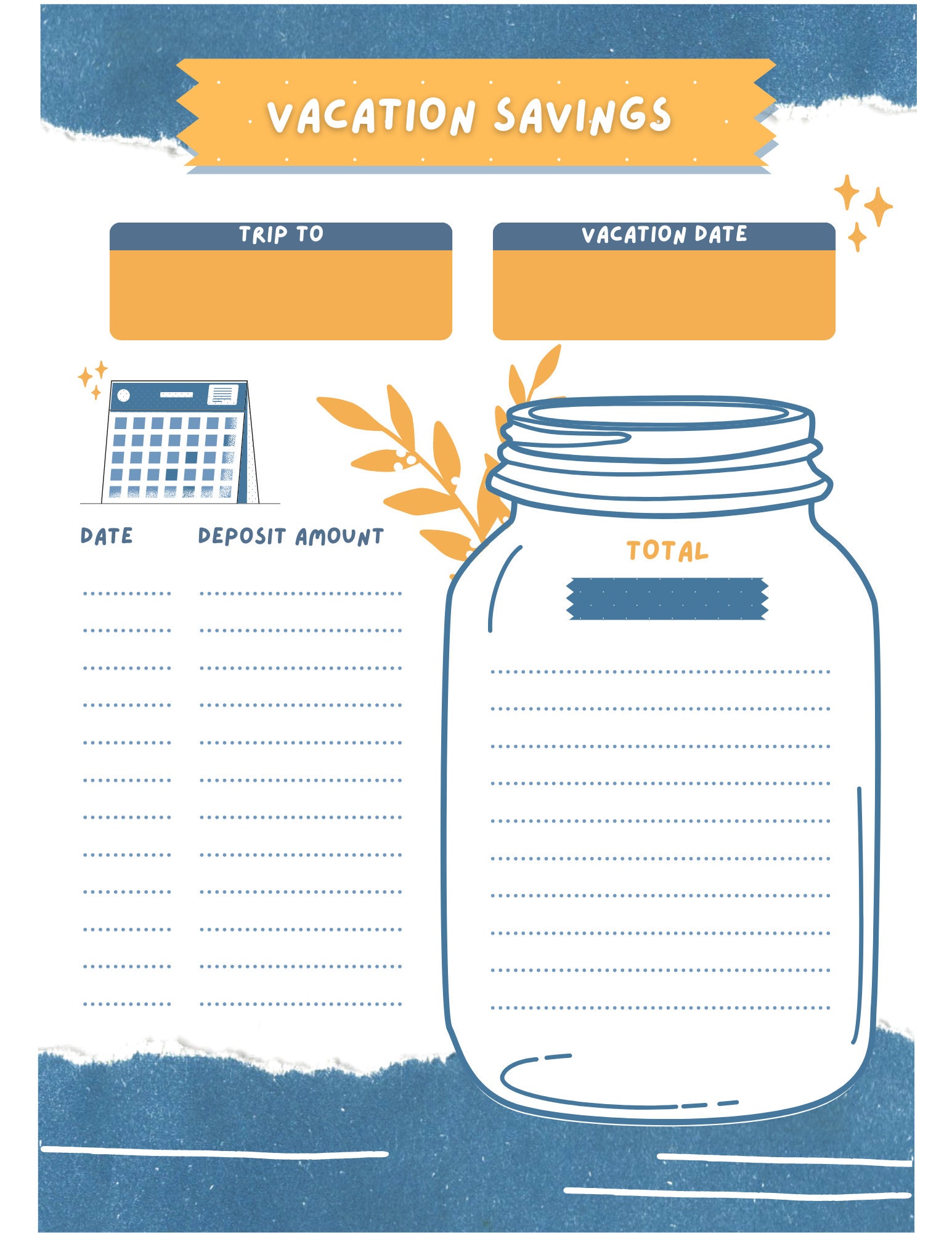 Vacation Savings Printable, Instant Download, Printable - Etsy