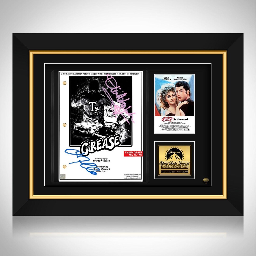 Grease Movie Script Limited Signature Edition Custom Frame - Etsy