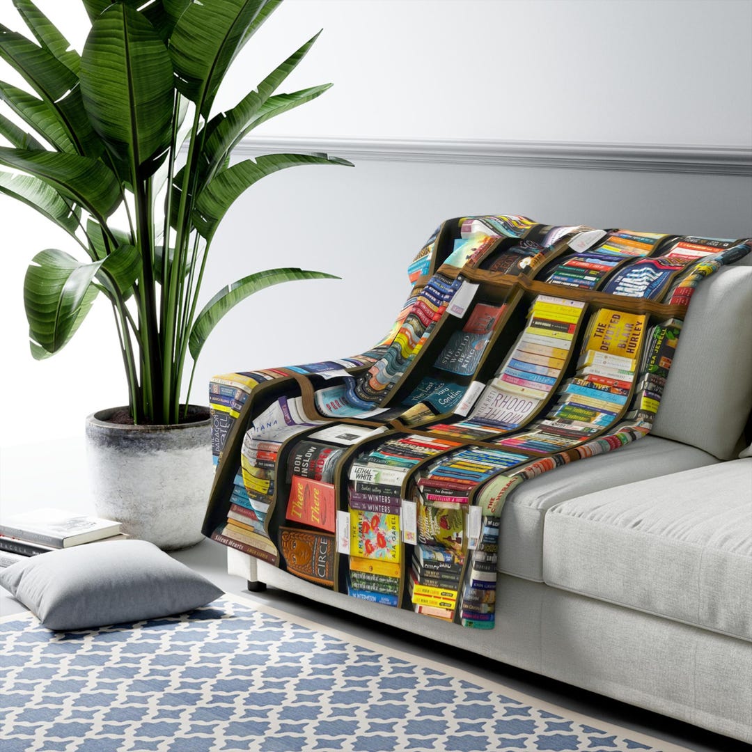 Bookcase Colorful Books - Bookshelf Fabric Print - Sherpa Fleece ...