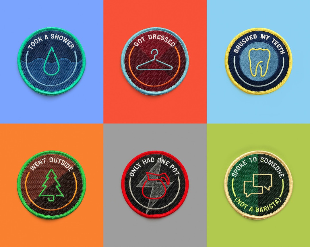 Work From Home Merit Badge - Set of 6 - 100% Embroidered Iron-on Patch ...