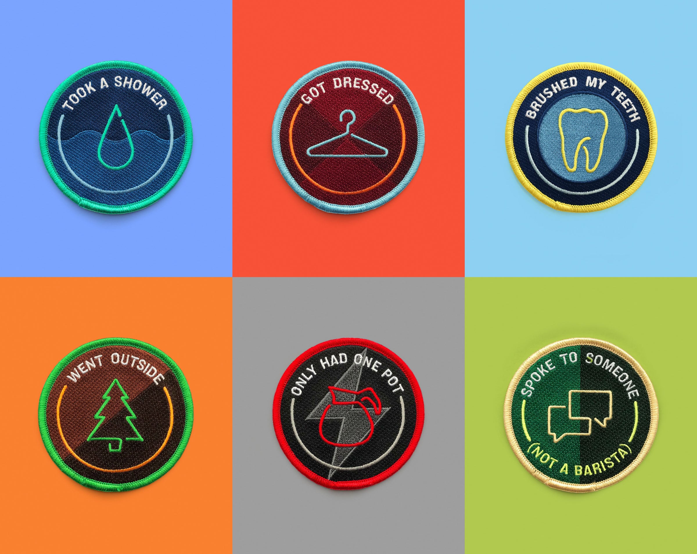 Work From Home Merit Badge - Set of 6 - 100% Embroidered Iron-on Patch ...