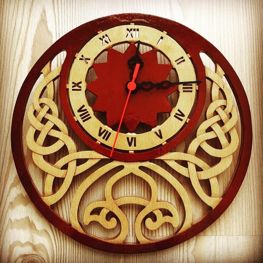 Handmade Carved Wooden Wall Clock Custom Beech Wood Clock Rustic Home ...