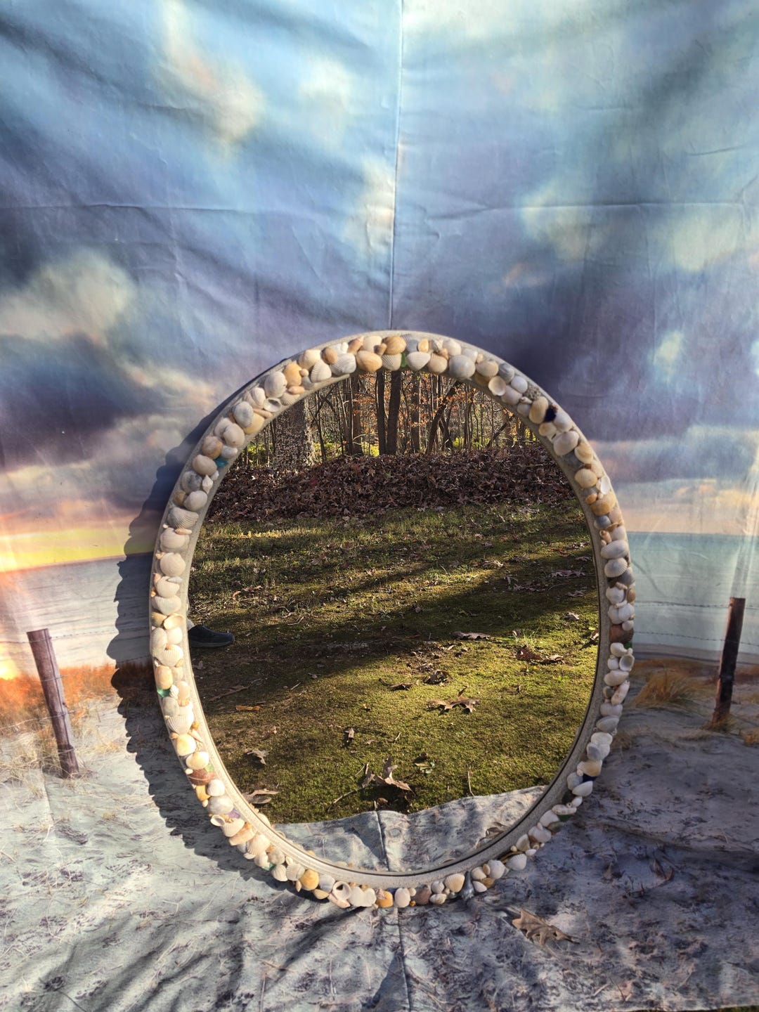 Large 35" Oval Beach Tropical Sea Shell Mirror - Etsy