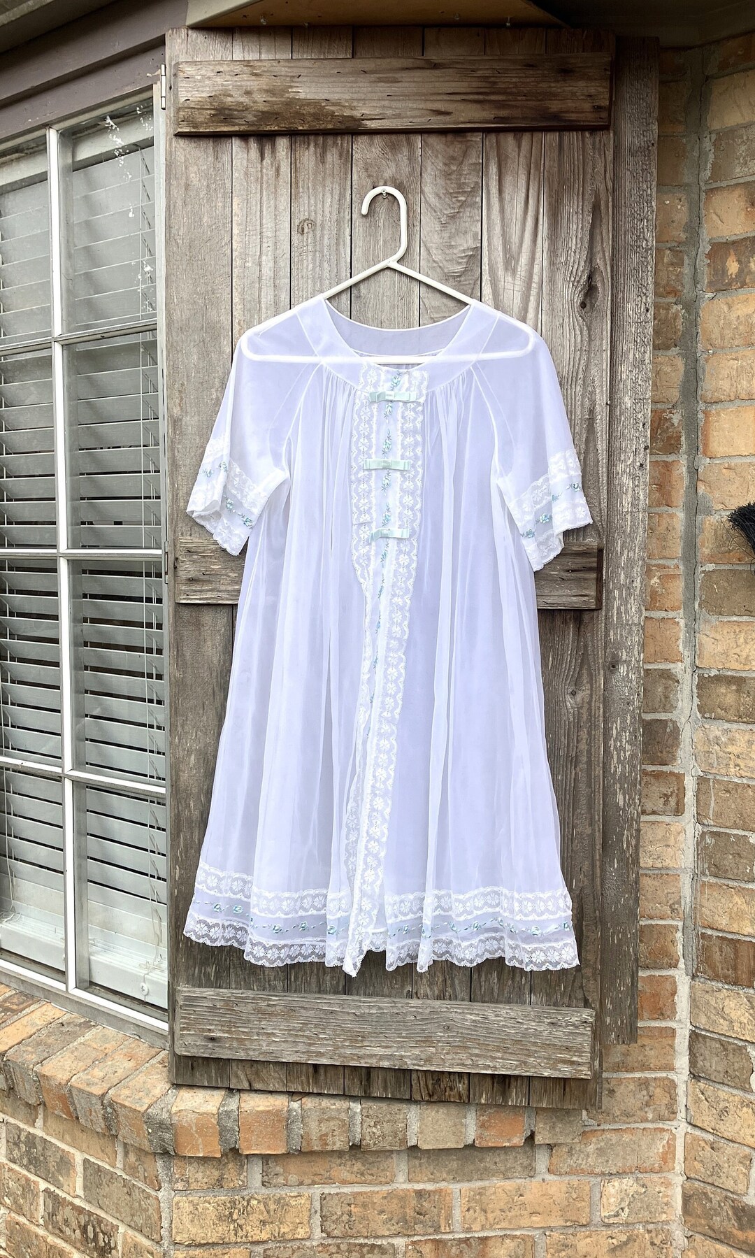 Vtg SHADOWLINE Peignoir Robe & Nightgown (sleeveless) Set (1970's) Size ...
