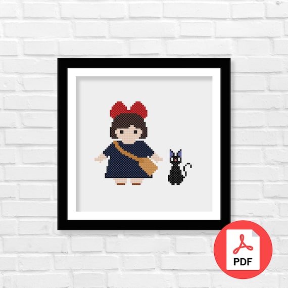 Kiki and Jiji Cross Stitch Pattern PDF Kiki's Delivery | Etsy
