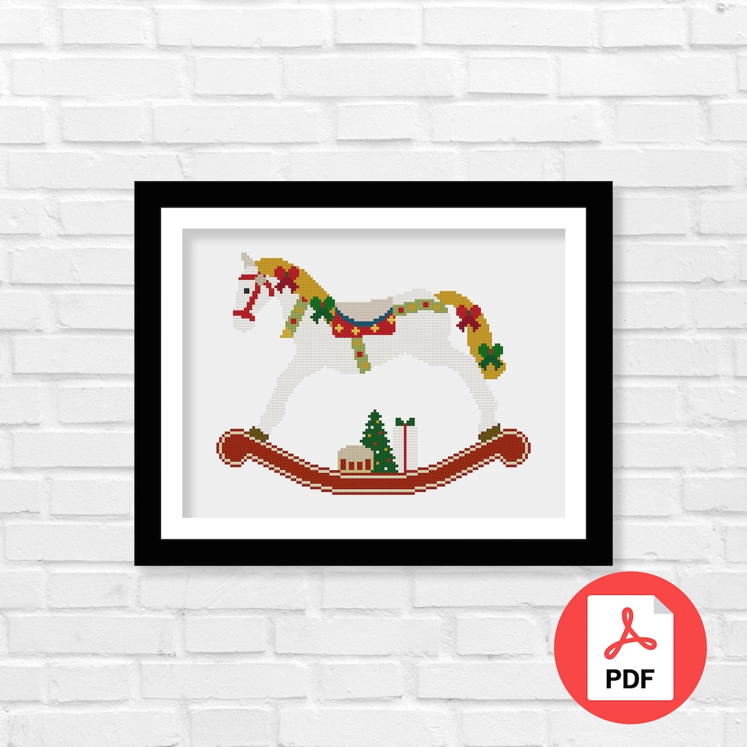 Rocking Horse Christmas Cross Stitch Pattern - Merry Christmas and ...