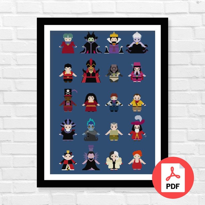 Pixel Villains Cross Stitch Pattern PDF, Villains Cross Stitch Pattern ...