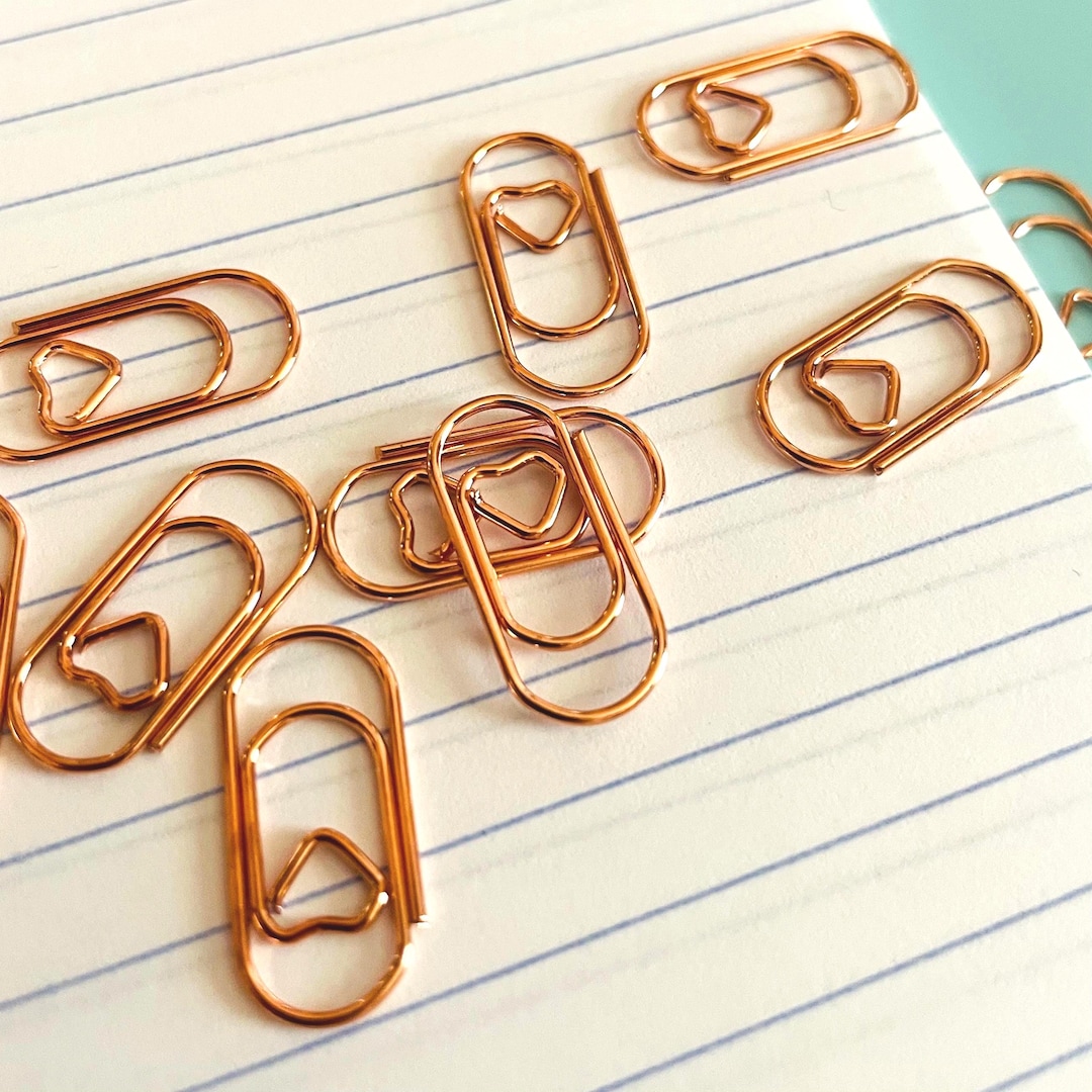 Gold Heart Paper Clips - 10 Pcs - Yellow or Rose Gold - Etsy