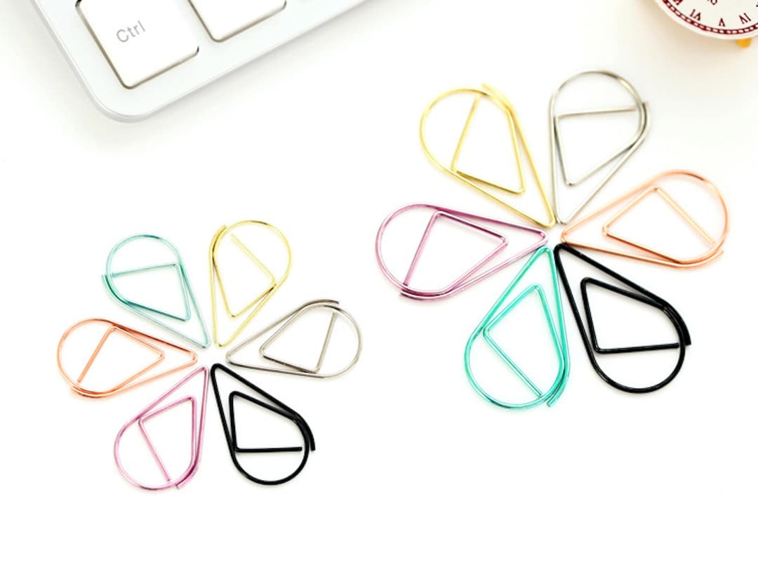 10pcs Teardrop Paper Clips Large or Small Rose Gold, Yellow Gold, Black ...