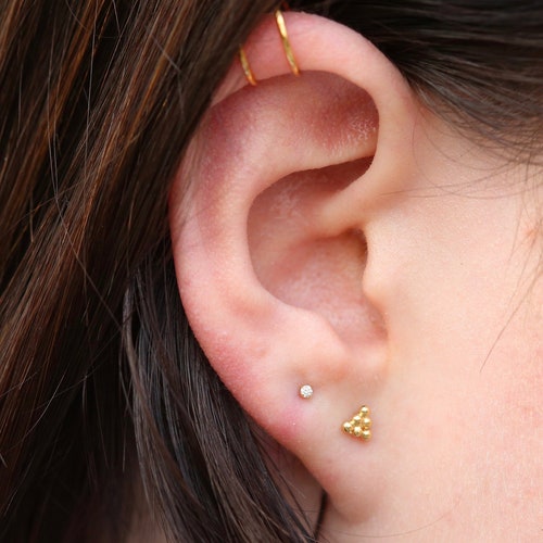 Micro Trinity Studs 18K Gold Plated Studs 14k Solid Gold | Etsy
