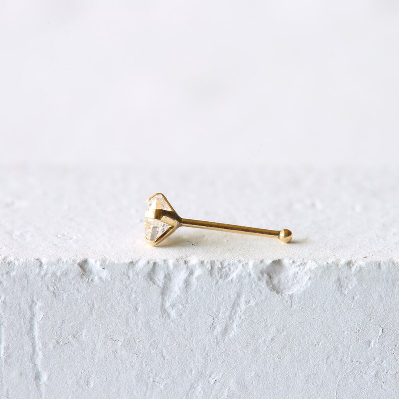 14k Solid Gold 3mm Nose Stud 23 Gauge 14K Gold Nose Bone - Etsy