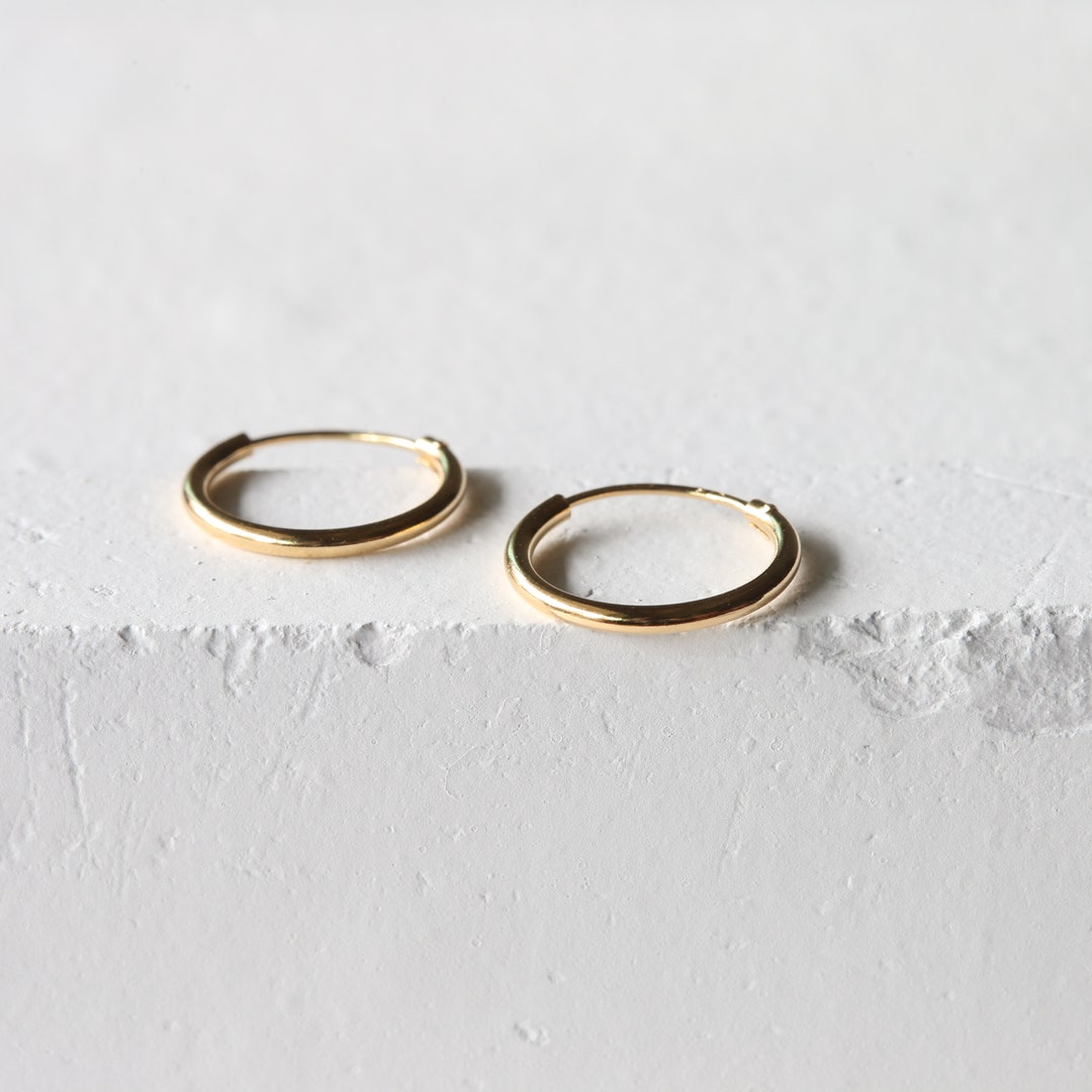 18K Gold Plated Hoops 14mm Sterling Silver Hoops Hoop - Etsy