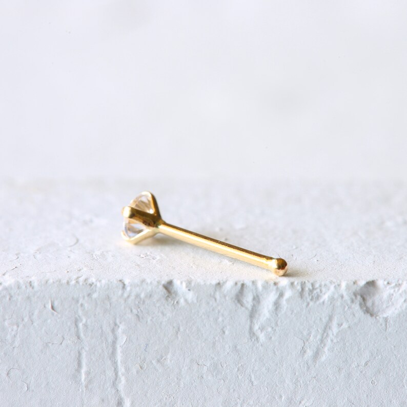 14k Solid Gold 3mm Nose Stud 20 Gauge 14K Gold Nose Bone | Etsy