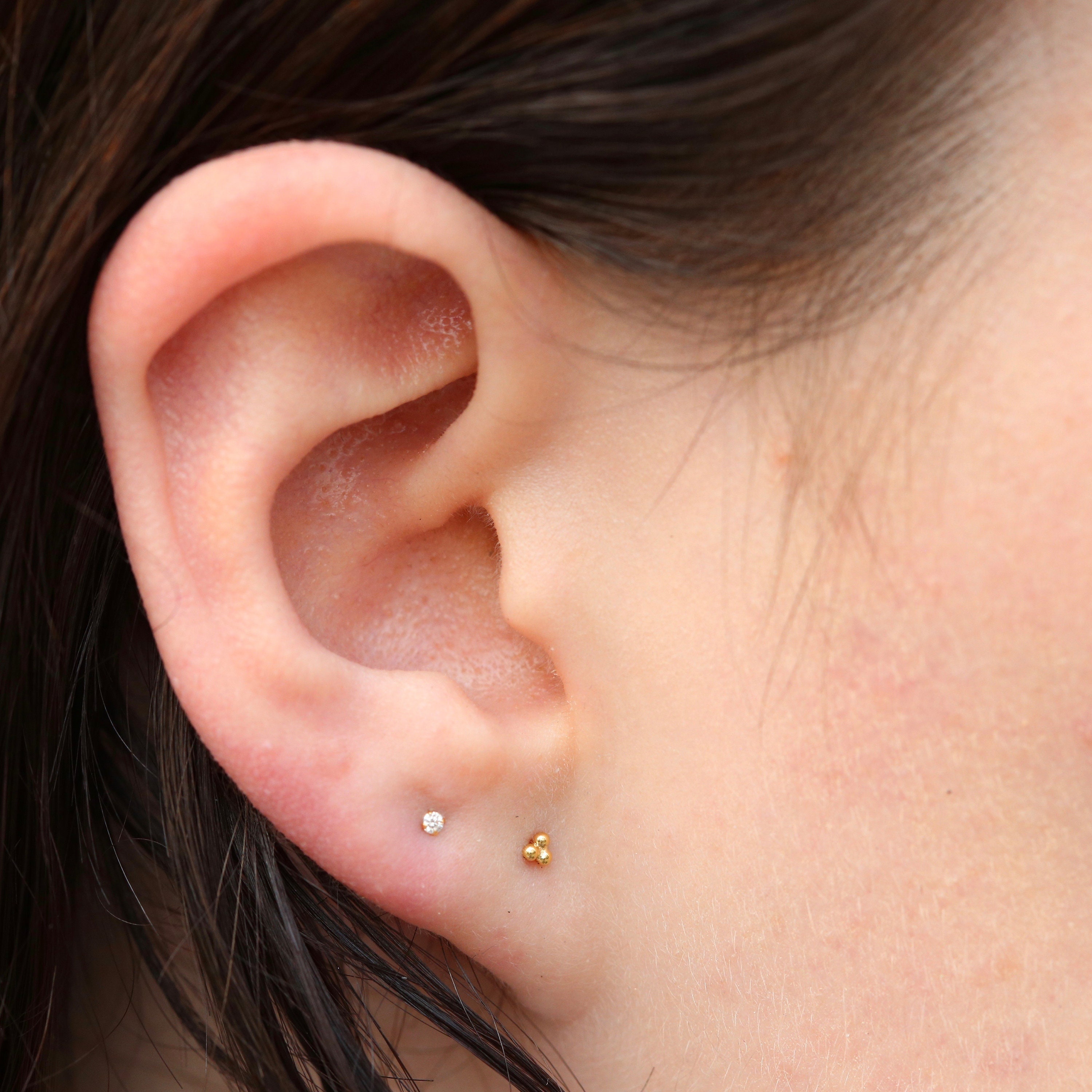 Micro Trinity Studs 18K Gold Plated Studs 14k Solid Gold | Etsy