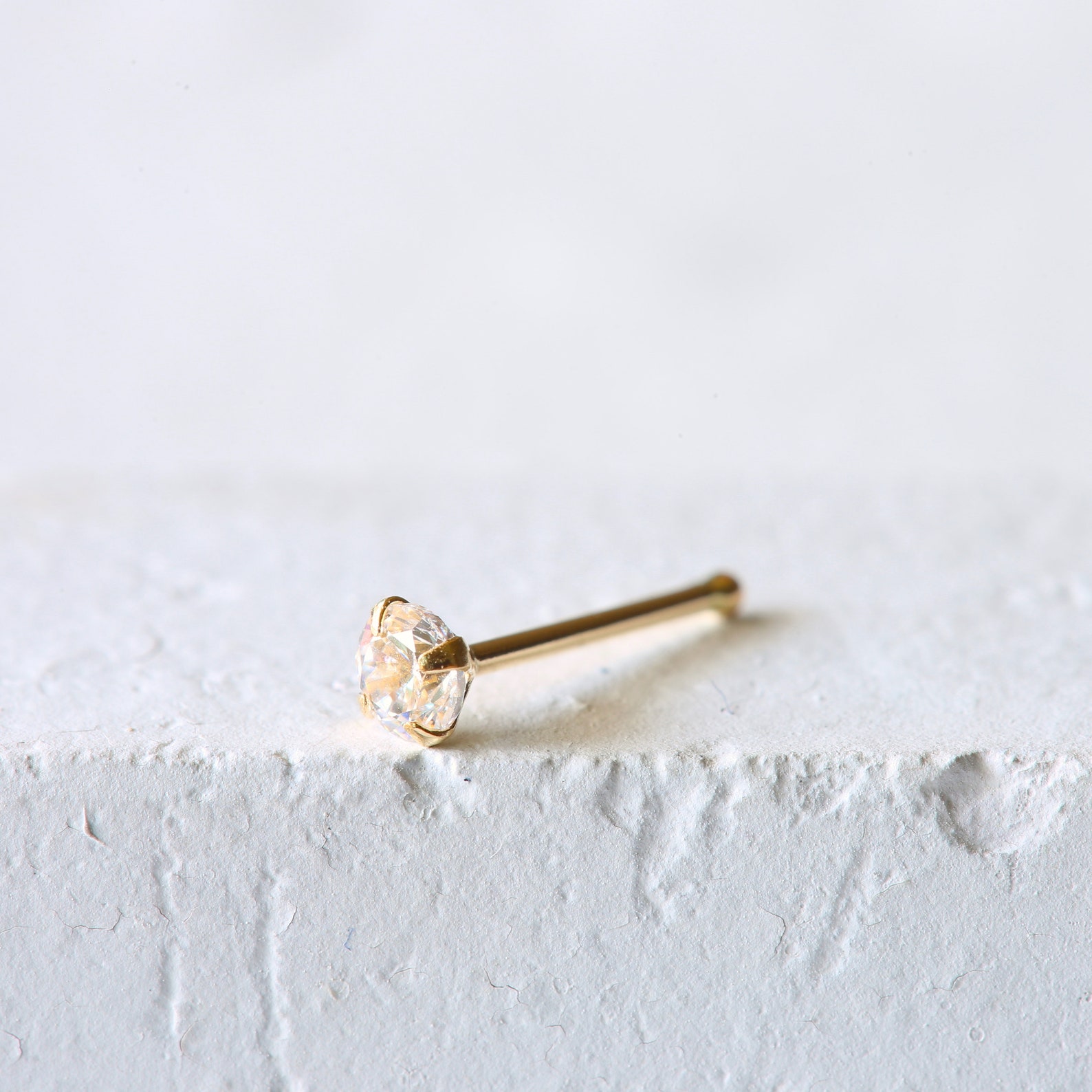 14k Solid Gold 3mm Nose Stud 20 Gauge 14K Gold Nose Bone | Etsy